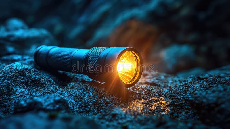 A Flashlight Casting a Beam of Light in the Darkness Stock Image ...
