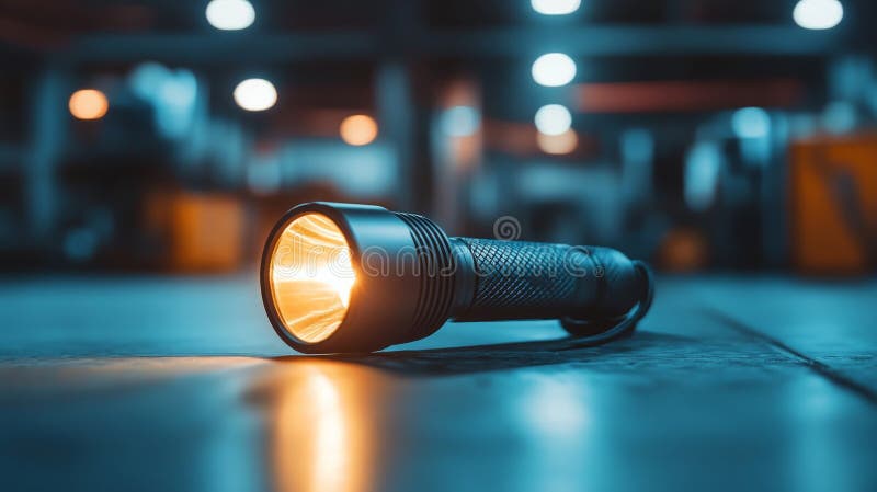 A Flashlight Casts a Bright Glow on a Murky, Uneven Space Stock Photo ...