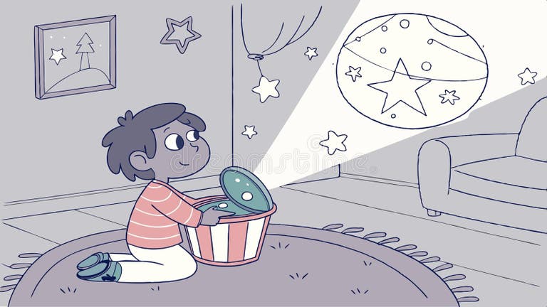 Flashlight in Dark: Child Using Flashlight in Dark Room, Exploring Shadows and Light Play Vector ...