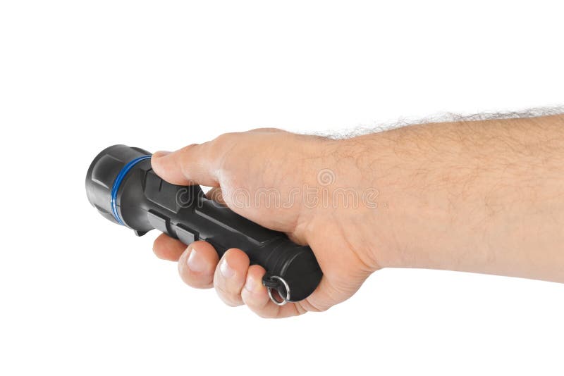 Flashlight in hand stock image. Image of bright, electrical - 63183135