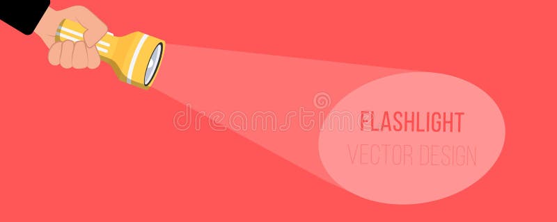 Flashlight Icon for Advertising and Text. Hand with Holding Flashlight ...