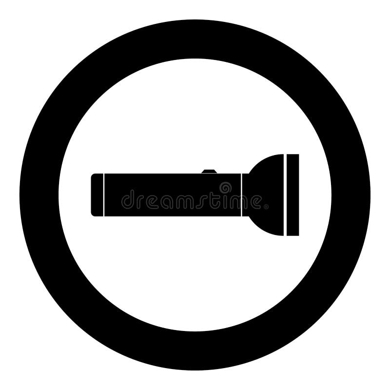 Flashlight Icon Black Color in Circle or Round Stock Vector ...