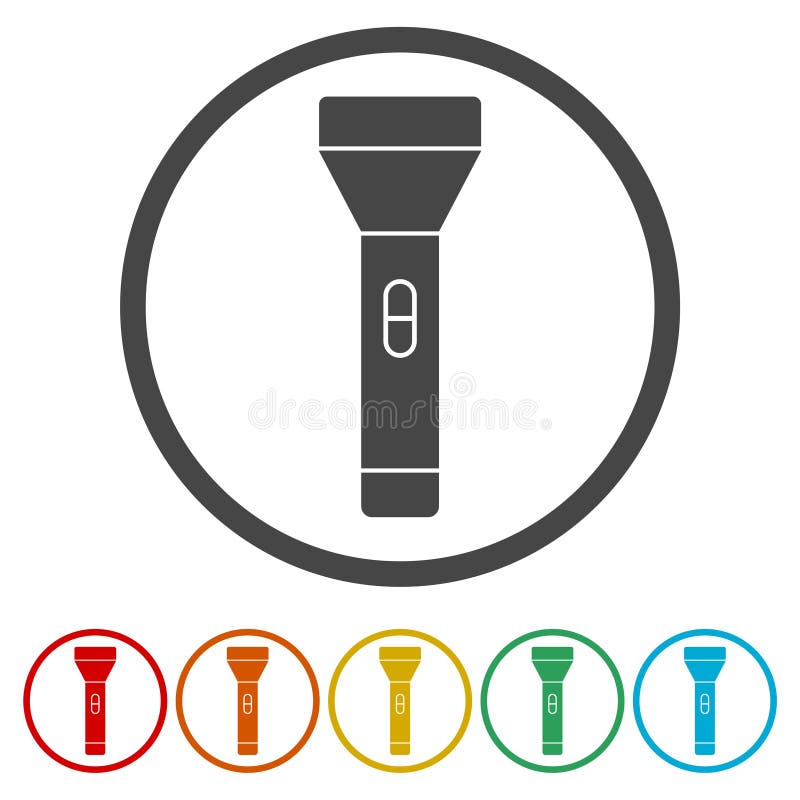 Flashlight Icon with Circle Stock Vector - Illustration of illumination ...