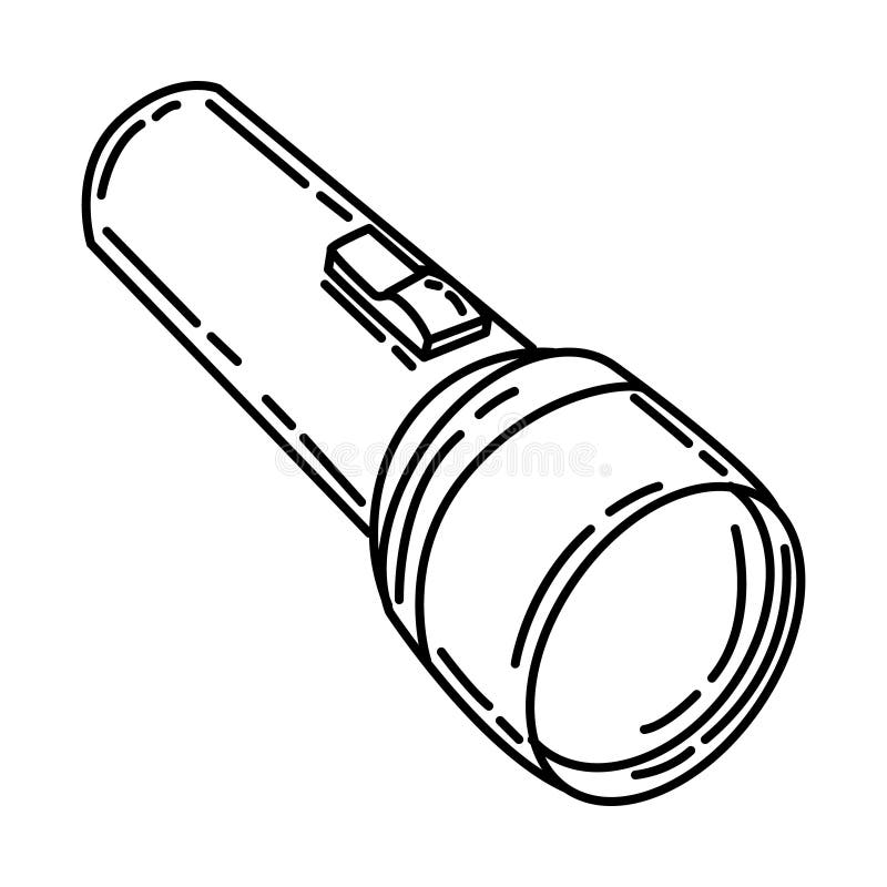 Flashlight Icon. Doodle Hand Drawn or Outline Icon Style Stock Vector ...