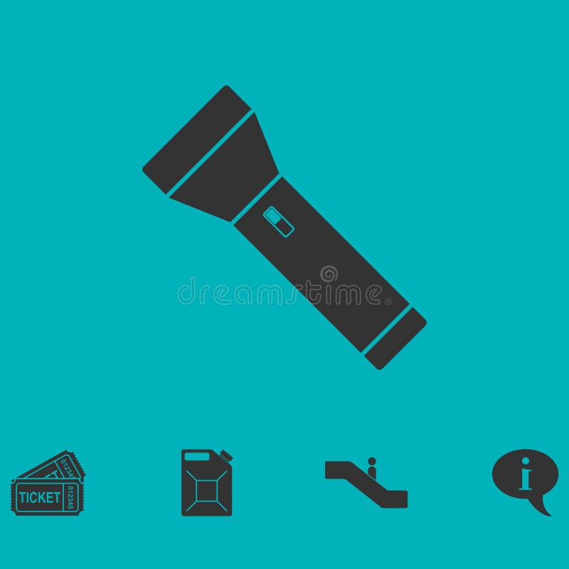 Flashlight icon flat stock vector. Illustration of accumulator - 137902163