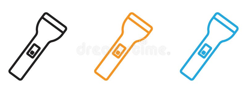 Flashlight Icon Thin Line Illustration Set Stock Vector - Illustration ...