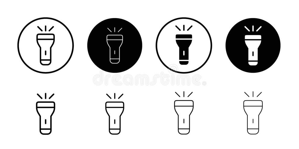Flashlight Icon Outline Vector for Web Ui Stock Vector - Illustration ...