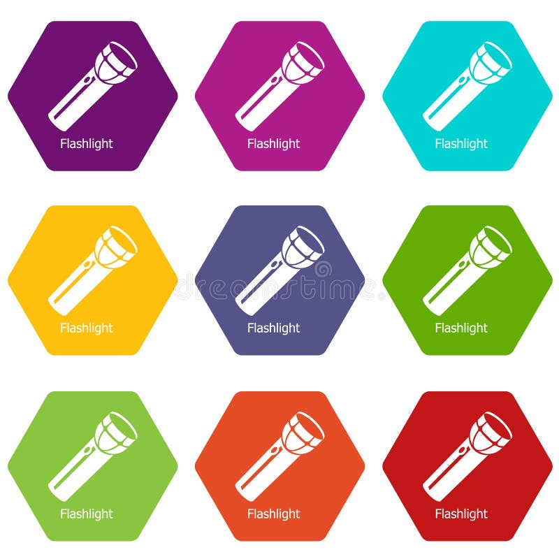 Flashlight Icons Set 9 Vector Stock Vector - Illustration of electric ...