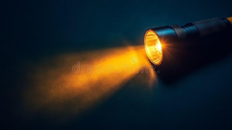 Flashlight Illuminating Dark Background Creating Dramatic Light Beam ...