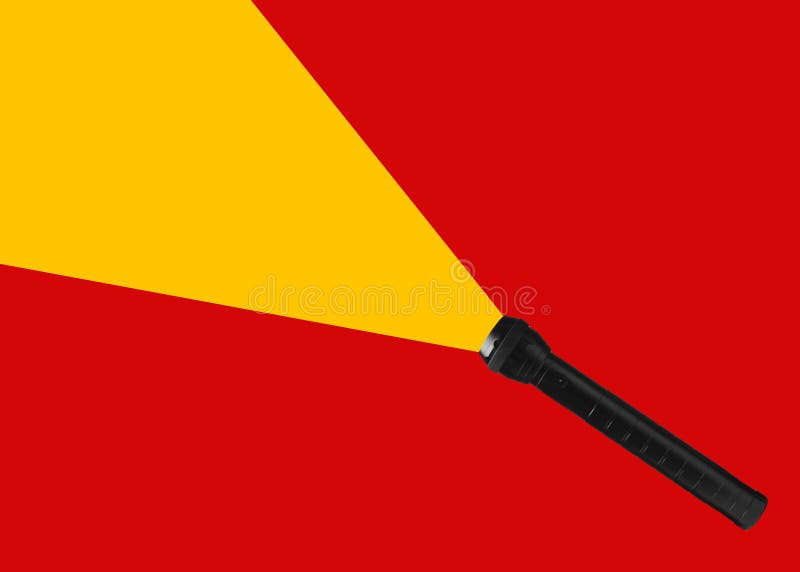 Flashlight Illuminating Red Background. Light Symbolizing Search ...