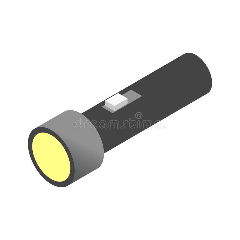 Flashlight Isometric Icon. 3d Line Art Technical Drawing. Editable ...