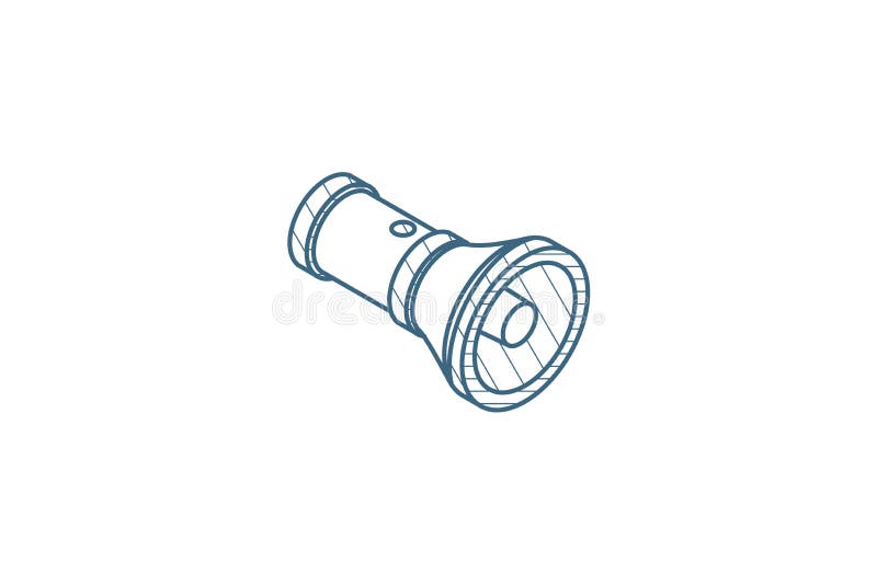 Flashlight Isometric Icon. 3d Line Art Technical Drawing. Editable ...
