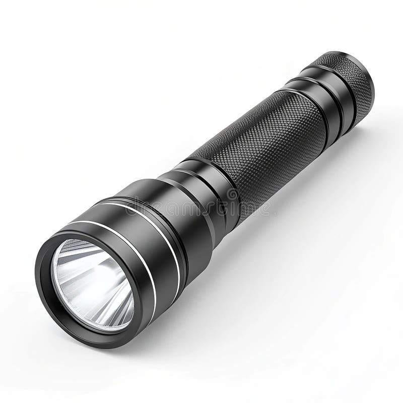 Flashlight with LED Bulb on White Background Stock Illustration ...