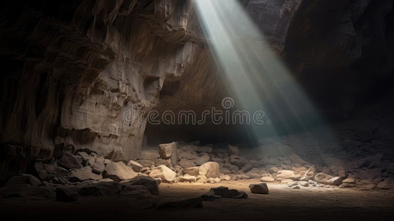 Flashlight Light on the Cave Walls. Photo Taken from Inside, with Ray ...