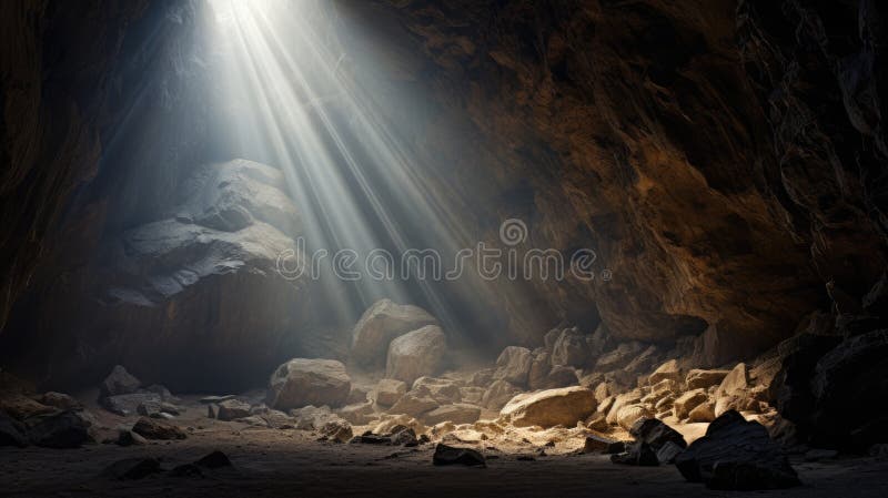 Flashlight Light on the Cave Walls. Photo Taken from Inside, with Ray ...