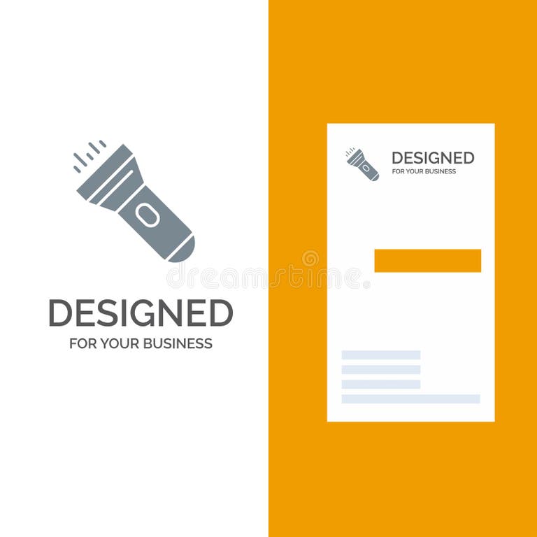 Flashlight, Light, Torch, Flash Grey Logo Design and Business Card ...