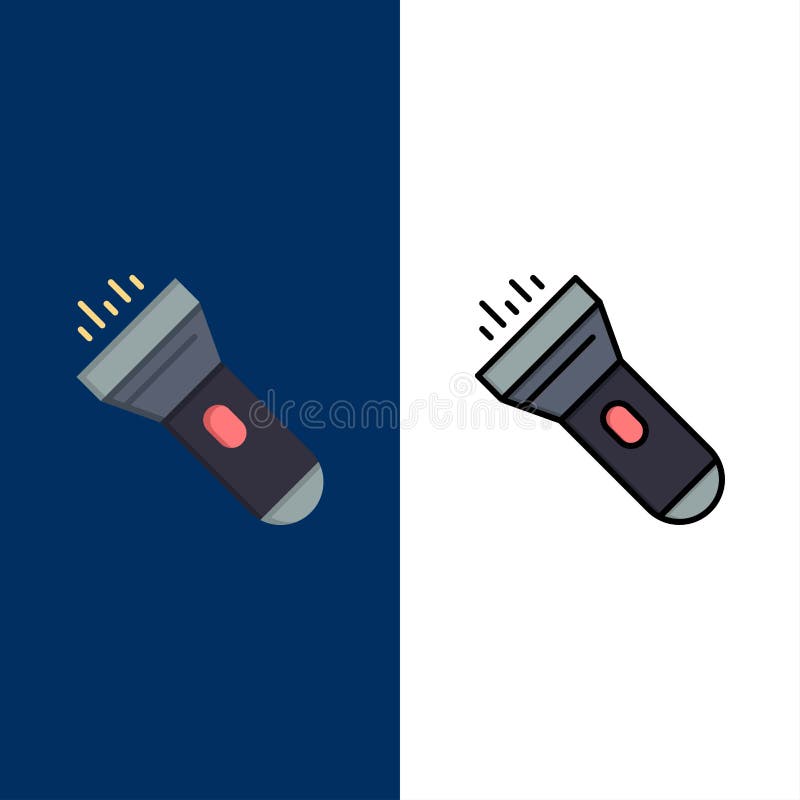 Flashlight, Light, Torch, Flash Icons. Flat and Line Filled Icon Set ...