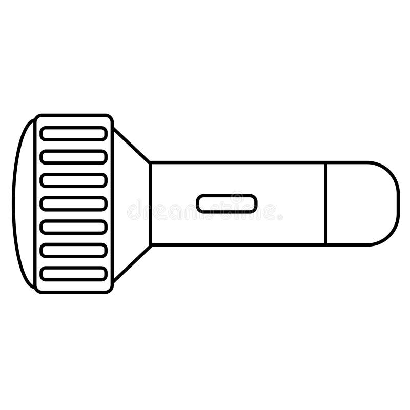 Flashlight Line Art Vector Illustration, Flashlight Line Icon Stock ...