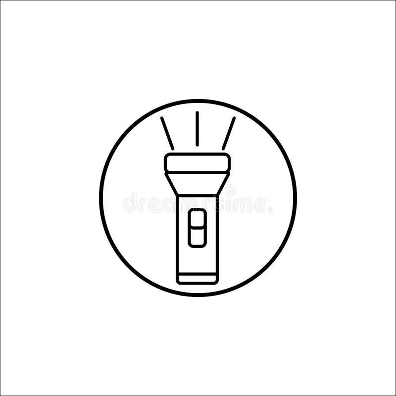 Flashlight Thin Line Icon, Light and Lamp, Torch Sign, Vector Graphics ...