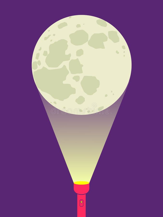 Flashlight and moon stock vector. Illustration of mystery - 47686853