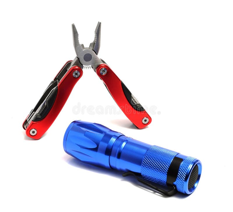Flashlight and multi tools stock image. Image of isolated - 47773361