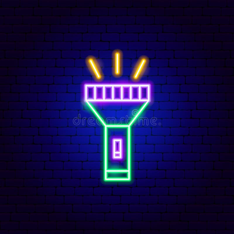 Flashlight Neon Sign stock illustration. Illustration of electrical ...