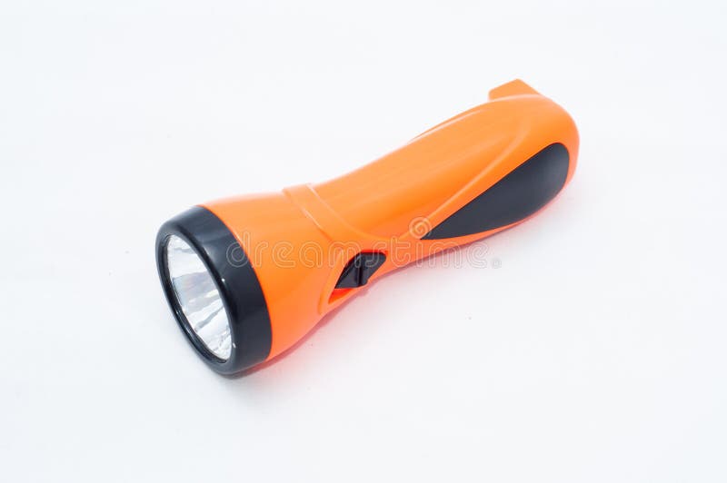 Flashlight or Torchlight Lighting Up on Wooden Table. Stock Photo ...