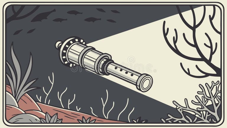 Flashlight Revealing Secrets in Dark Woods, Vector Design Generative AI ...