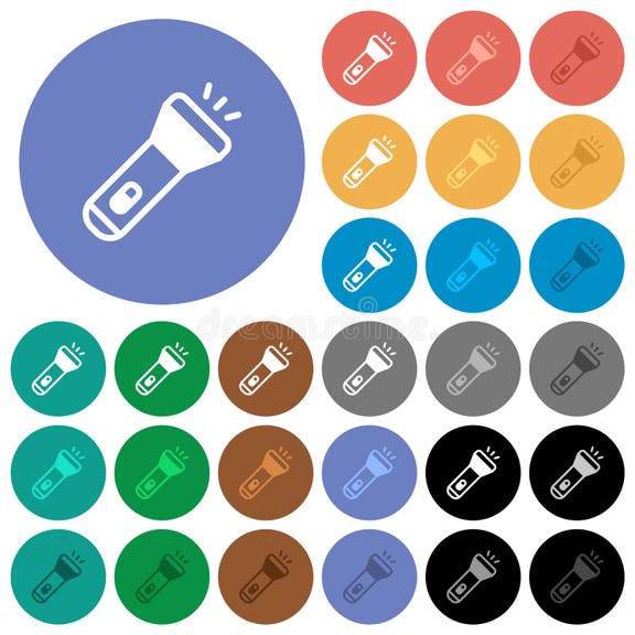 Flashlight Round Flat Multi Colored Icons Stock Vector - Illustration ...