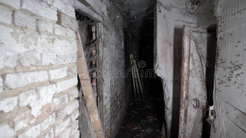 Flashlight in Scary Underground, Basement. Old Abandoned Warehouses in ...