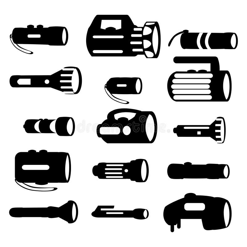 Flashlight Simple Icons Set Vector Illustration Lanterns of Different ...