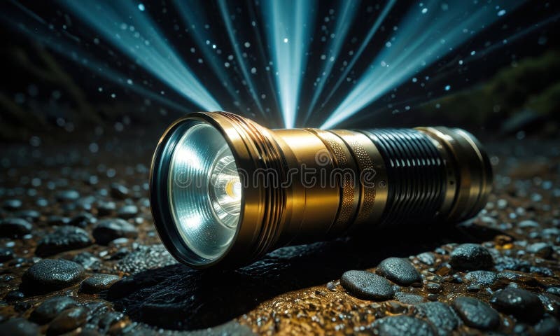 A Flashlight Sits Atop a Rocky Surface Stock Image - Image of rock ...