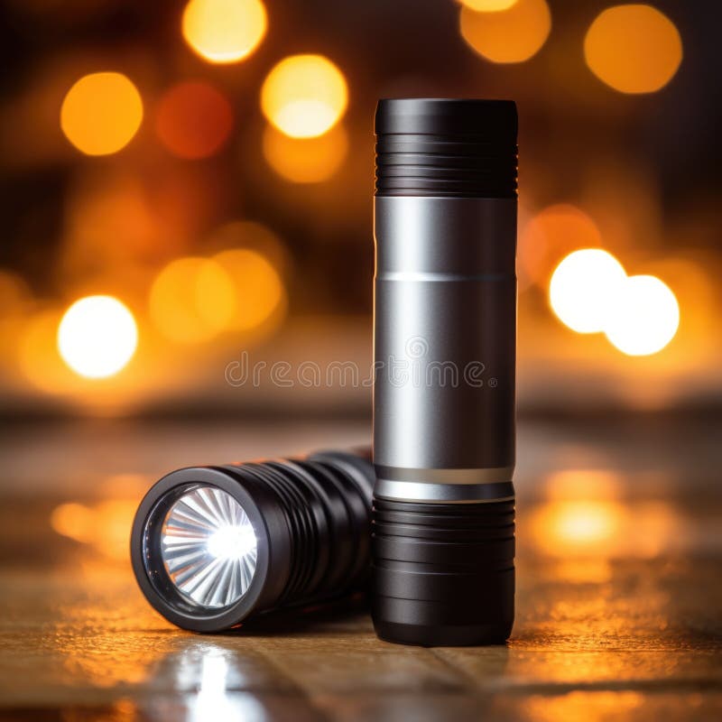 A Flashlight and a Small Light on the Table, AI Stock Image - Image of ...