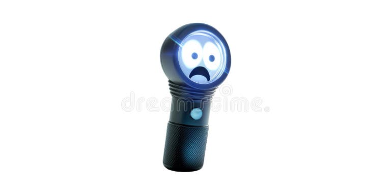 Flashlight with Surprised Face Expression. Creative Character Design ...