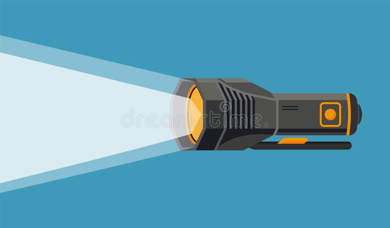 Flashlight Torch Hand Illustration. Pocket Vector Light Lamp Lantern ...