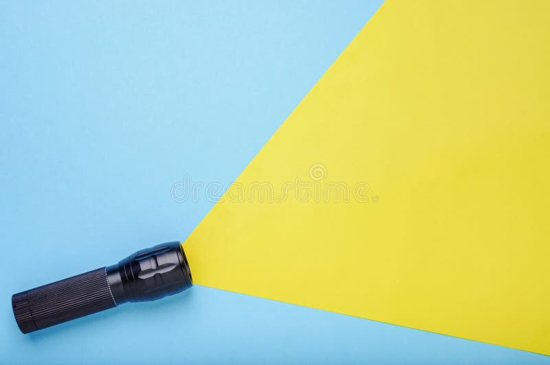 Flashlight Turned on Blue Background Stock Image - Image of blinking ...