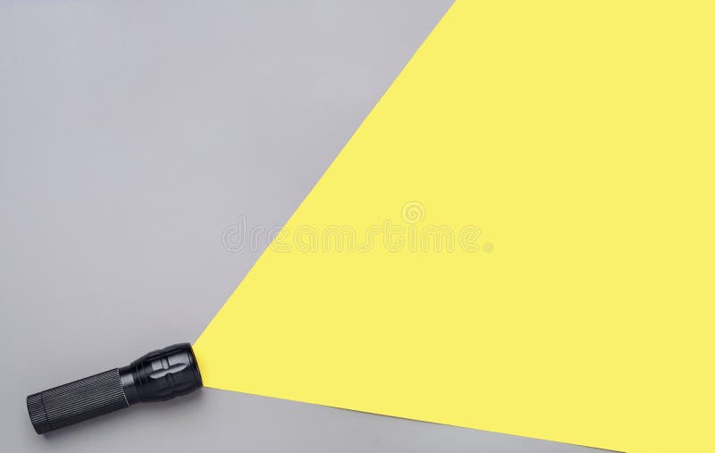 Flashlight Turned on, Gray Background Stock Image - Image of beam ...