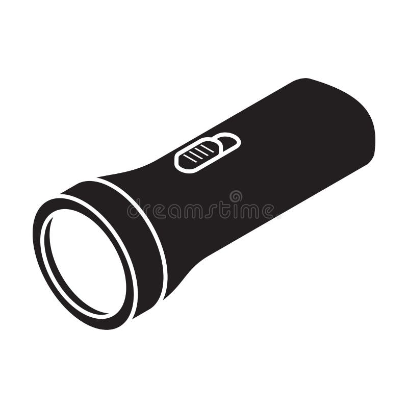 Flashlight Vector Icon.Black Vector Icon Isolated on White Background ...