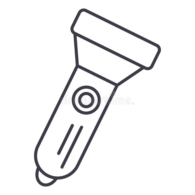 Flashlight Vector Line Icon, Sign, Illustration on Background, Editable ...