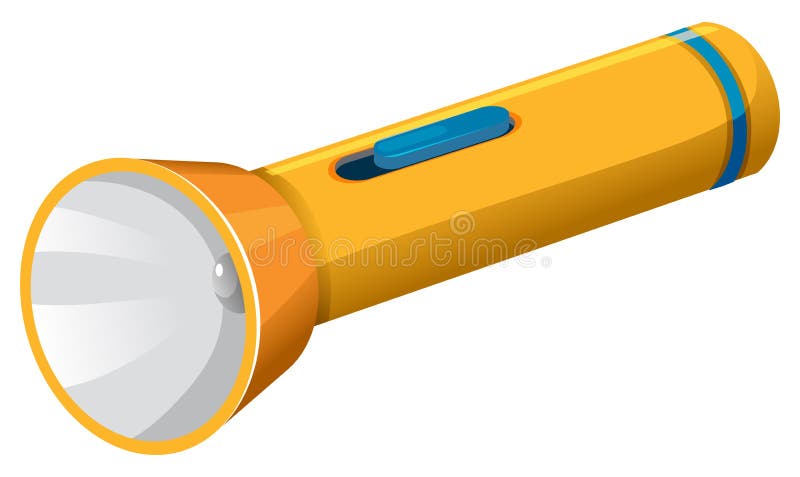 Flashlight in Yellow Color on White Background Stock Vector ...