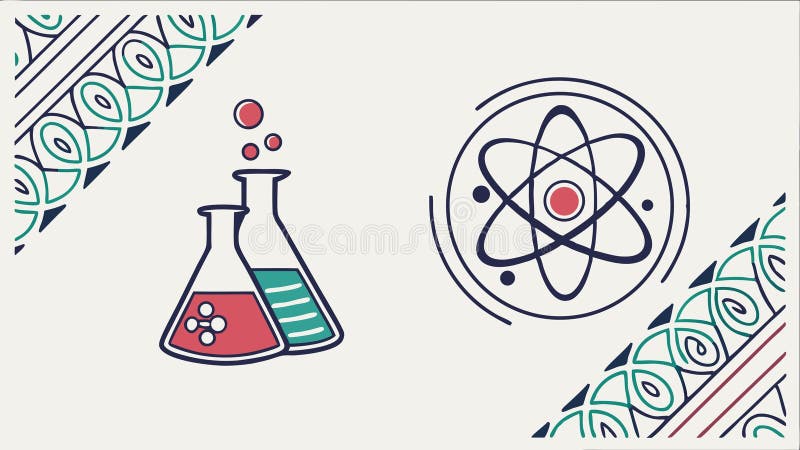 Flask with Atom Symbol, Scientific Elements, Research and Discovery ...