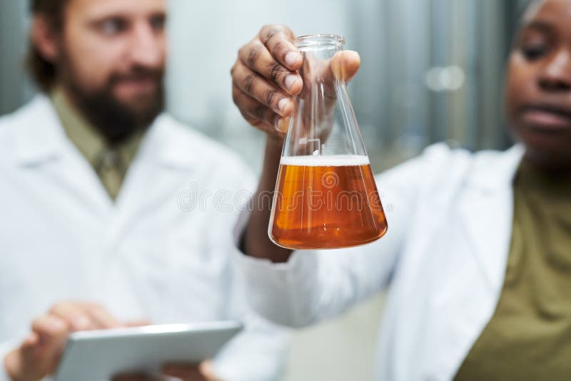 Flask with Beer Produced at Brewery Stock Photo - Image of working ...