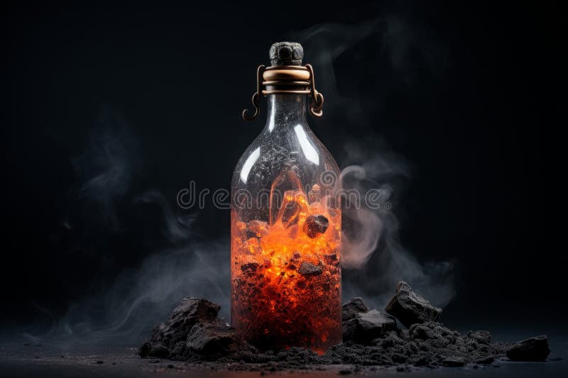 Flask Black Smoke Bottle. Generate Ai Stock Illustration - Illustration ...