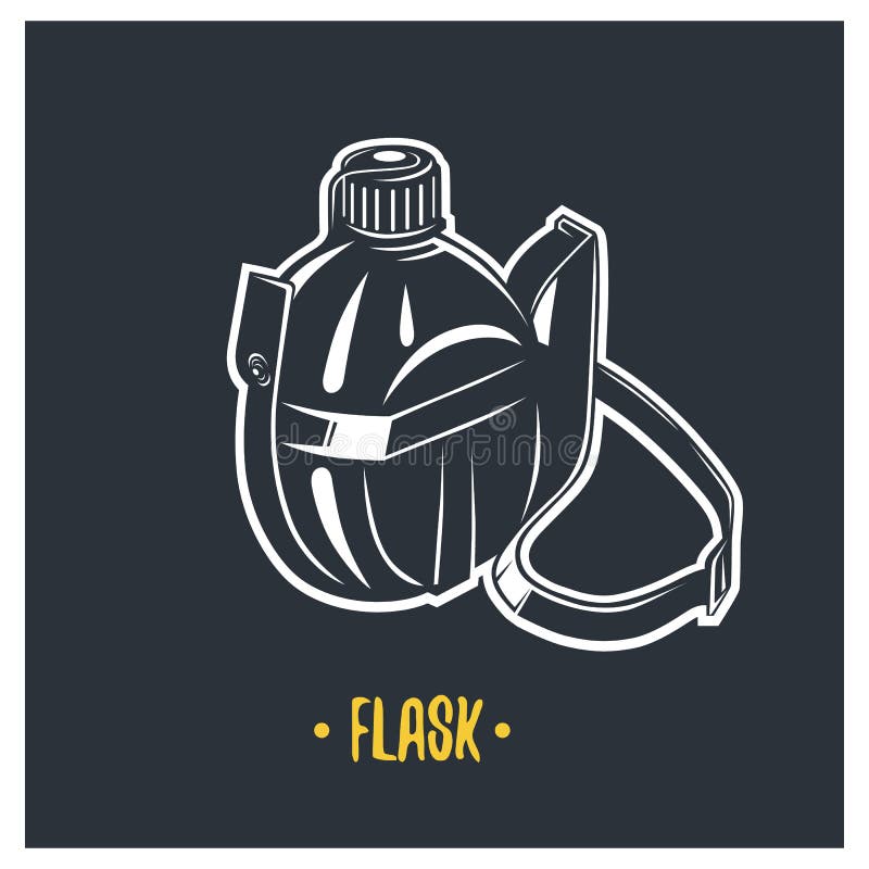 Flask. Black and White Illustration. Stock Vector - Illustration of ...