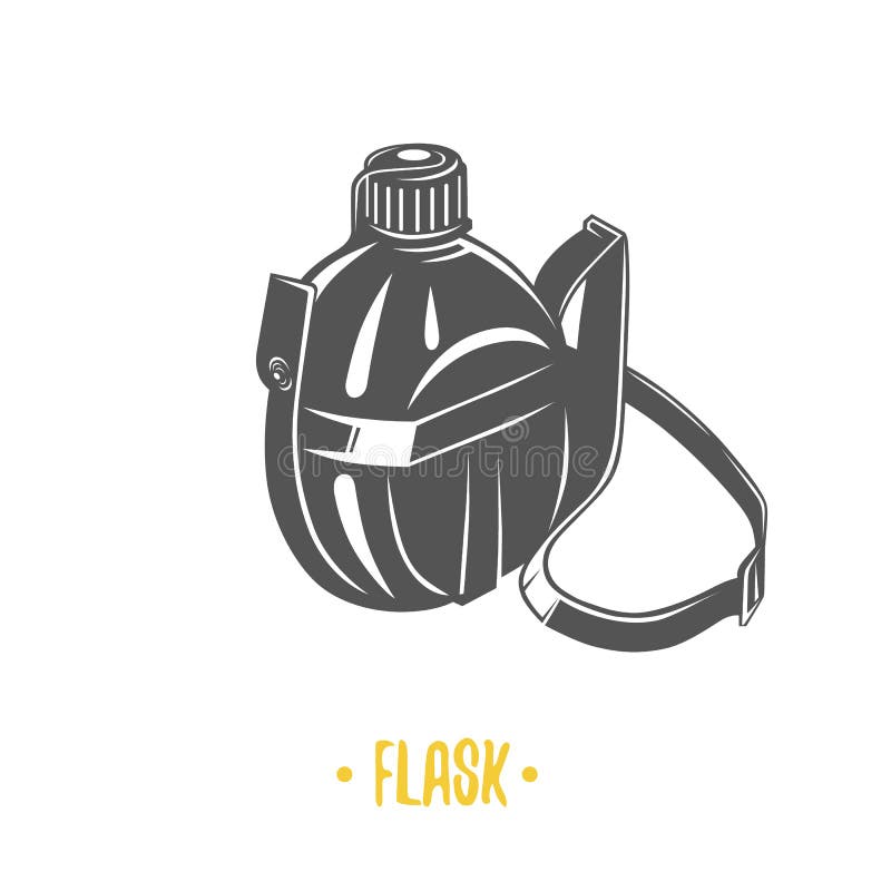 Flask. Black and White Illustration. Stock Vector - Illustration of ...