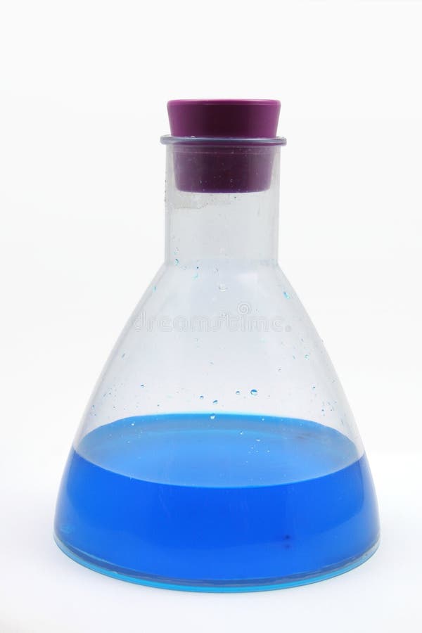 Flask with blue liquid stock image. Image of chemical - 19768093