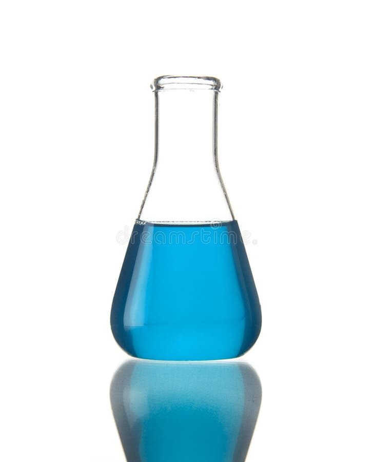 Flask with blue liquid stock photo. Image of medical - 44842794