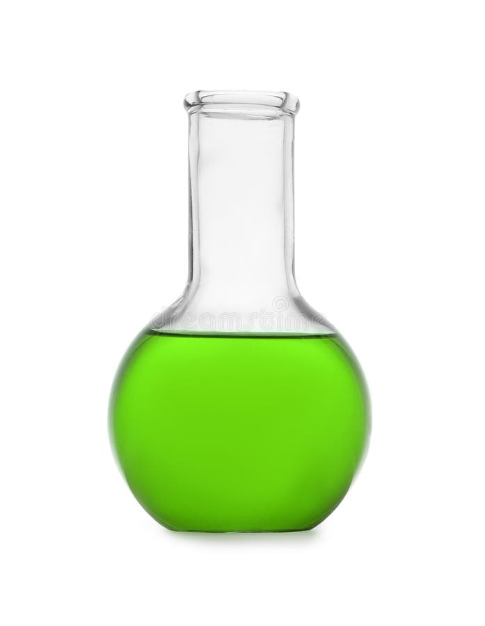 Flask with Color Sample on White. Chemistry Glassware Stock Image ...