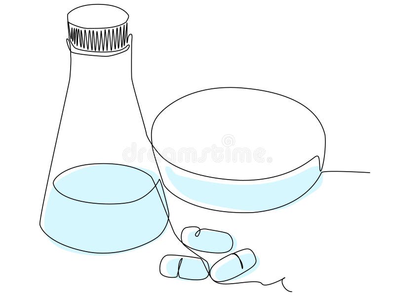 Laboratory Setup with a Flask, Bowl, and Capsules Indicating a ...