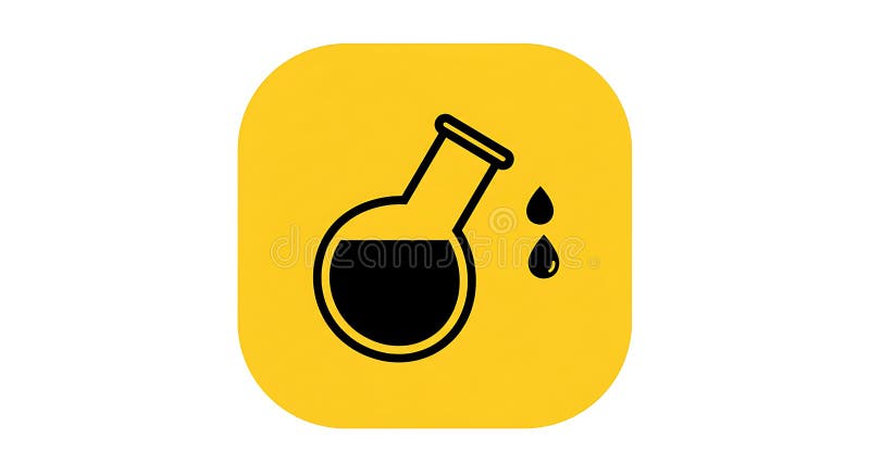 Flask with Drops on Yellow Square Stock Illustration - Illustration of ...